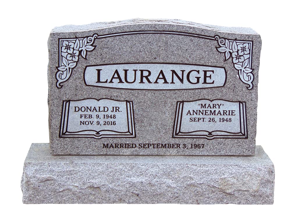 Cemetery headstone - monument grade granite. Includes standard front f ...