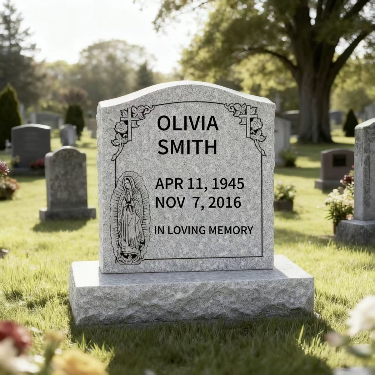 Cemetery headstone monument -single upright - monument grade granite ...